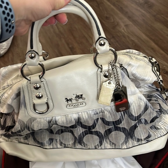 Coach | Bags | Coach Op Art White And Blue Satchel | Poshmark